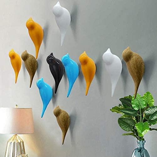 La La Pet 2Pcs 3D Creative Resin Bird Wall Hooks, Home Accessories Wall Decoration Towel Coat Hook Wall Hooks, Natural