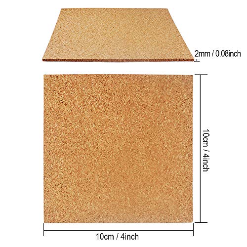 30 Pack Self-Adhesive Cork Squares 4” x 4” Cork Tiles Cok Bcking Sheets Cork Coasters Square for DIY Crafts