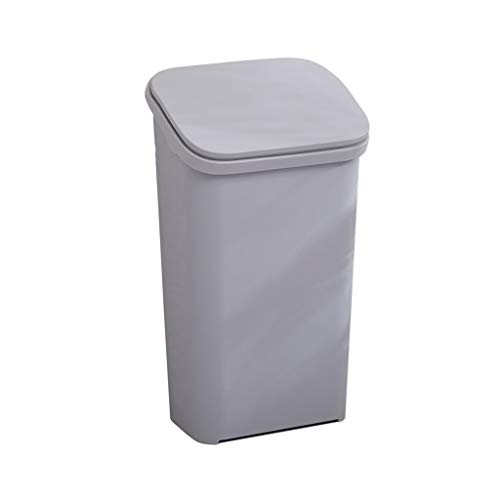 Trash Can Plastic Press Top Trash Bin, Large with Lid 20 Liter, Creative Fashion Home Kitchen Living Room Office Garbage Can (Color : Gray)