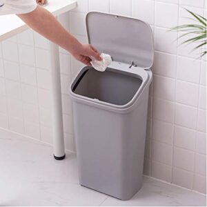 Trash Can Plastic Press Top Trash Bin, Large with Lid 20 Liter, Creative Fashion Home Kitchen Living Room Office Garbage Can (Color : Gray)