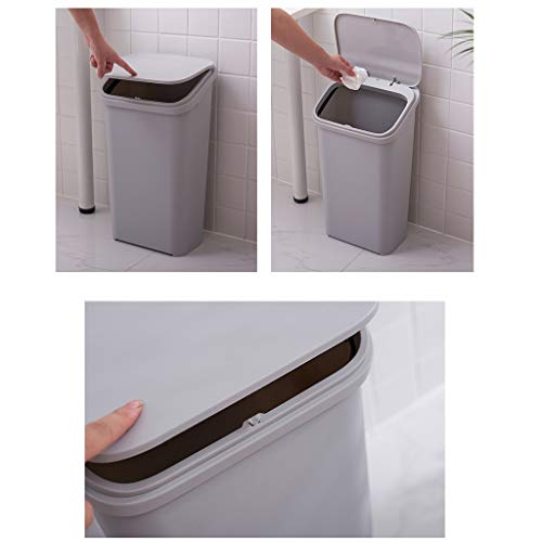 Trash Can Plastic Press Top Trash Bin, Large with Lid 20 Liter, Creative Fashion Home Kitchen Living Room Office Garbage Can (Color : Gray)