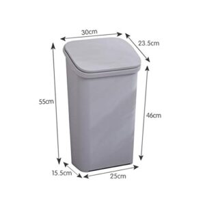 Trash Can Plastic Press Top Trash Bin, Large with Lid 20 Liter, Creative Fashion Home Kitchen Living Room Office Garbage Can (Color : Gray)