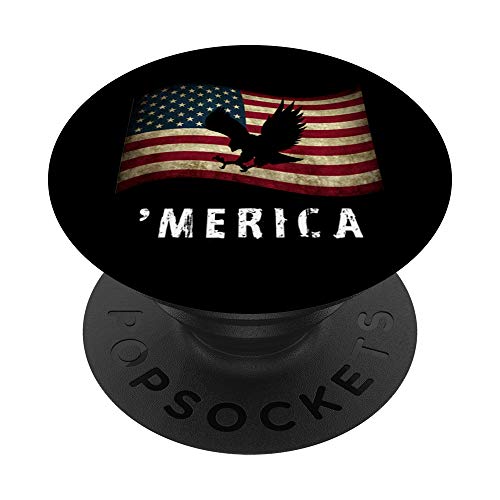 Merica American Eagle Vintage Retro Distressed USA Flag PopSockets Swappable PopGrip