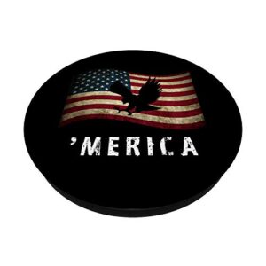 Merica American Eagle Vintage Retro Distressed USA Flag PopSockets Swappable PopGrip