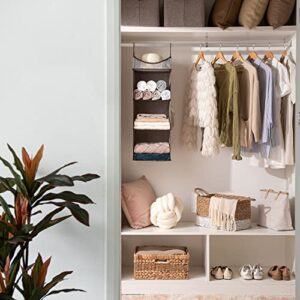 StorageWorks Hanging Closet Organizer, 3-Shelf Hanging Closet Shelves with Top Shelf, 12" W x 12" D x 35 ¼"H, Extra-Large Space, Mixing of Brown and Gray