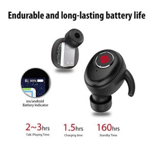 True Wireless Earbuds Bluetooth 5.0 Headphones, Sports in-Ear TWS Stereo Mini Headset w/Mic Extra Bass IPX5 Waterproof Low Latency Instant Pairing 15H Battery Charging Case Noise Cancelling Earphones