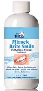 miracle write smile - essential oxygen rinse mouthwash for whiter teeth, fresher breath, and healthier gums, peppermint 12 fl. oz