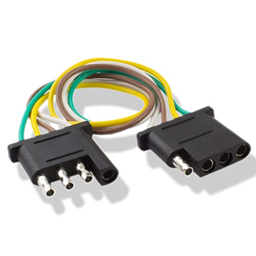 225FWY 2 Feet Trailer Light Wiring Harness Extension 4 Pin Plus 18 AWG Flat Wire Connector