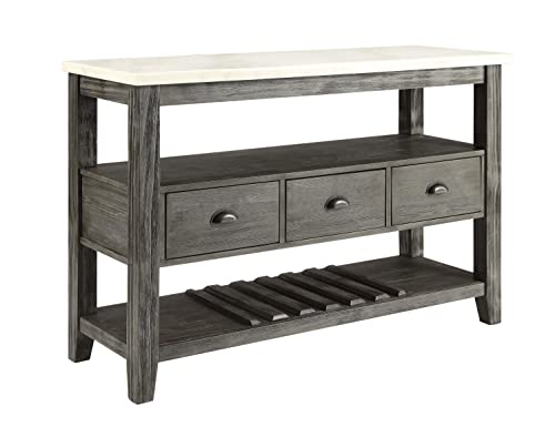 ACME Furniture Top Server, White Marble and Gray Oak