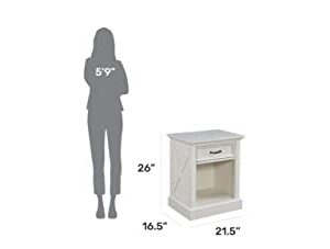 Home Styles Seaside Lodge Nightstand in White Finish, Wide Frame, Plank Top Design with One Drawer and Open Storage, Frame Constructed from Mahogany Wood Solids