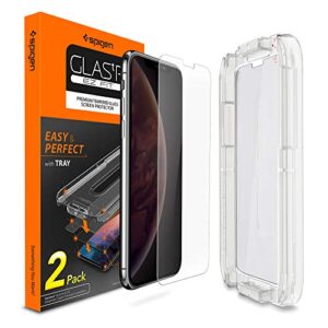 spigen tempered glass screen protector [glastr ez fit] designed for iphone xs/iphone x - sensor protection / 2 pack