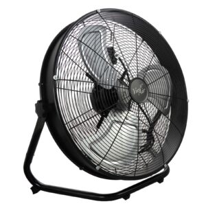 vie air va-20w 20" industrial floor drum fan with 3 speed, 360 tilt head, black