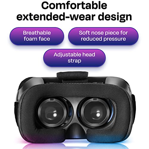 Bnext VR Headset Compatible with iPhone & Android Phone - VR Headsets - Universal Virtual Reality Goggles for Kids and Adults - Cell Phone VR Headsets - Soft & Comfortable New 3D VR Glasses (Blue)