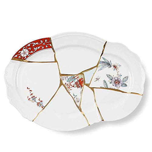 Seletti Kintsugi Tray in Porcelain and 24 Carat Gold