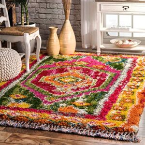 nuloom destiny medallion shag area rug, 5' 3" x 7' 6", multi