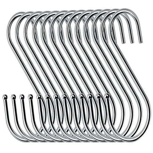 ESFUN 24 Pack 3.5 inch S Hooks for Hanging Pot Rack Plant Towels Jeans Kitchen, Bathroom, Bedroom and Office