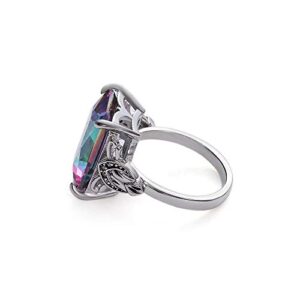 Phonphisai shop 4.3CT Mystic Rainbow Topaz 9-2-5 Silver Ring Women Wedding Engagement Size6-10 (8)