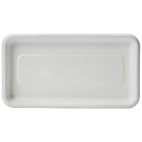 Amazon Basics Compostable Mini Tray, 8.3" x 4.5" x 0.6", White, Pack of 500