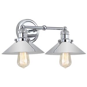 jonathan y jyl7424a june 17.5" 2-light metal shade farmhouse sconce contemporary transitional 2200k edison 25w bulbs included for bedroom living room bathroom, vanity lighting, chrome