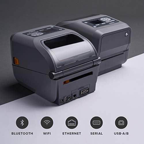 ZEBRA ZD620t Thermal Transfer Desktop Printer with LCD Screen 300 dpi Print Width 4 in WiFi Bluetooth USB Serial Ethernet ZD62143-T01L01EZ