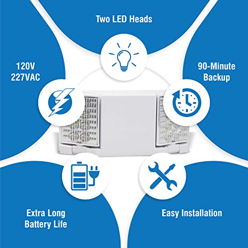 Ciata Led Emergency Lights with Battery Backup, for Home Power Failure, Hardwired with Adjustable Heads, Corded Emergency Light, Backup Battery, Emergency Lights for Business, Indoor Emergency Lights