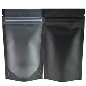 100 Translucent/Black Poly Zip Seal Stand Up Heat Sealable Reusable Pouch (6" x 9", Translucent/Black)