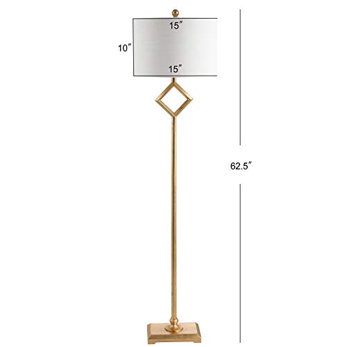 JONATHAN Y JYL3064A Juno 62.5" Metal LED Floor Lamp, Contemporary, Modern, Transitional, Office, Living Room, Family Room, Dining Room, Bedroom, Hallway, Foyer, Gold Leaf