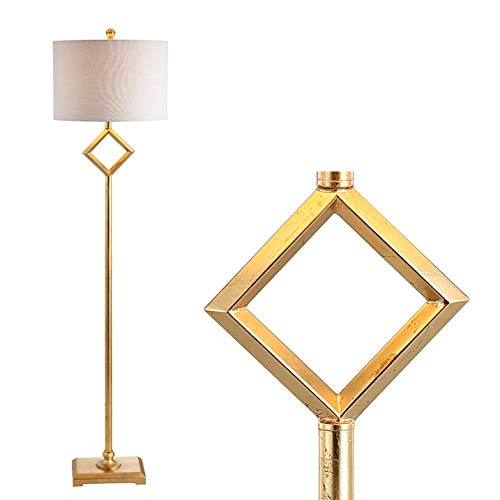 JONATHAN Y JYL3064A Juno 62.5" Metal LED Floor Lamp, Contemporary, Modern, Transitional, Office, Living Room, Family Room, Dining Room, Bedroom, Hallway, Foyer, Gold Leaf