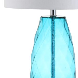 JONATHAN Y JYL4009B Juliette 26.5" Glass/Metal LED Table Lamp Contemporary Transitional Bedside Desk Nightstand Lamp for Bedroom Living Room Office College Bookcase LED Bulb Included, Moroccan Blue