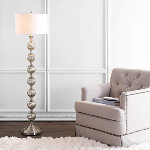 JONATHAN Y JYL1019A Oslo 60.5" Glass/Metal LED Floor Lamp, Contemporary, Modern, Traditional, Elegant, Office, Living Room, Family Room, Dining Room, Bedroom, Hallway, Foyer, Mercury Silver