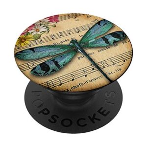 dragonfly pop socket - blue green cute vintage dragonfly popsockets popgrip: swappable grip for phones & tablets