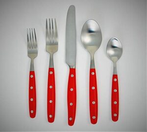 ginkgo international lyon flatware set, 10x2x5, red