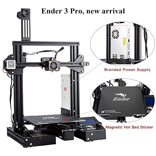 Official Creality Ender 3 Pro 3D Printer with Removable Build Surface Plate and Branded Power Supply, FDM 3D Printers for DIY Home and School Printing Size 8.66x8.66x9.84 inch