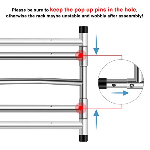 Camabel Clothing Garment Rack Capacity 300 lbs Heavy Duty Adjustable Rolling Moveable Commercial Grade Steel Extendable hanging drying High Chrome With Brake Metal Shelf on with Wheels for Boxes BG384