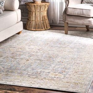 nuloom arlene vintage medallion area rug, 4' 3" x 6' 6", beige