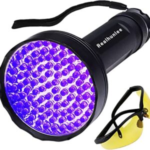 UV Flashlight Black Light, 100 LED Blacklight Flashlite Pet Urine Detector for Dry Dog/Cat Urine Stains Detection, Bed Bug, Scorpions Finder with UV Sunglasses, Working with Pet Odor Eliminator