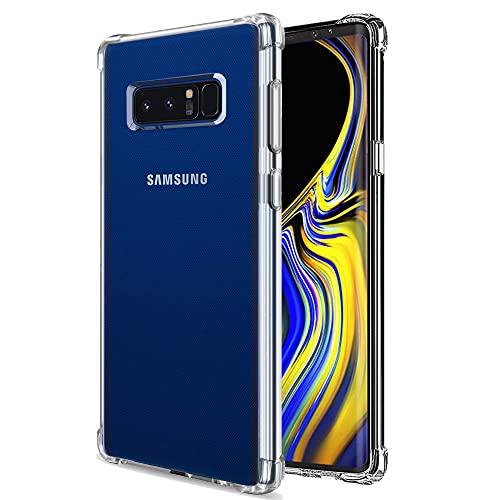 Galaxy Note 8 Case Crystal Clear Shockproof Bumper Protective Cell Phone Case for Samsung Galaxy Note 8 Transparent Back Covers for Men Women Boys Girls Flexible Slim Fit Rubber Silicone Gel