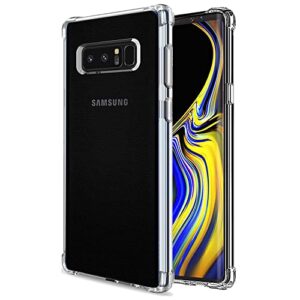 Galaxy Note 8 Case Crystal Clear Shockproof Bumper Protective Cell Phone Case for Samsung Galaxy Note 8 Transparent Back Covers for Men Women Boys Girls Flexible Slim Fit Rubber Silicone Gel