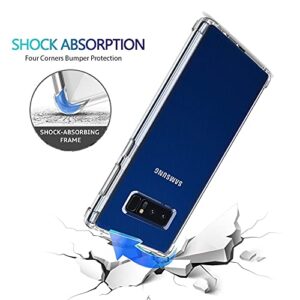 Galaxy Note 8 Case Crystal Clear Shockproof Bumper Protective Cell Phone Case for Samsung Galaxy Note 8 Transparent Back Covers for Men Women Boys Girls Flexible Slim Fit Rubber Silicone Gel