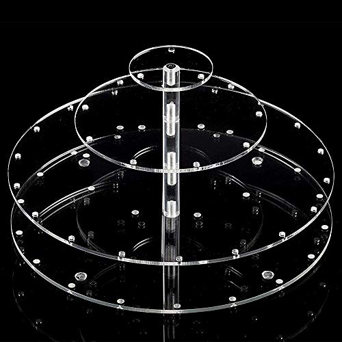 YestBuy Acrylic Cake Pop Display Stand, 30 Hole Clear Acrylic Lollipop Holder, 3 Tiered Round Candy Holder for Weddings, Birthday Parties, Anniversaries Gift, Halloween Candy Decorative (Clear)