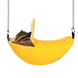 angel3292 Warm Plush Sleeping Cage Hanging Hamster Pet Hammock Banana Nest Decor Toy Yellow