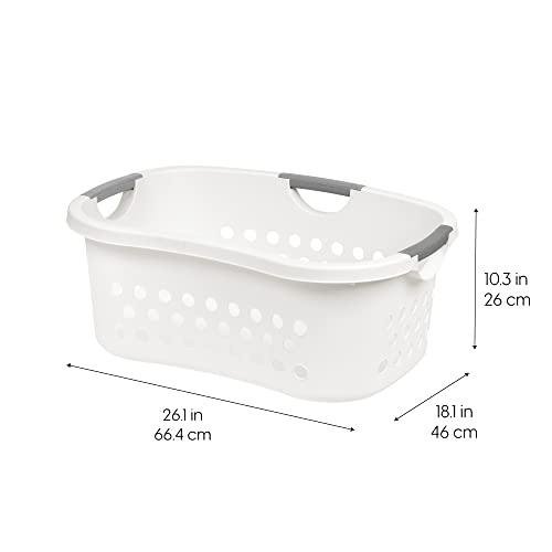 IRIS USA 48L Plastic Hip Hold Laundry Basket Hamper Organizer with Built-In Comfort Carry Handles, 1.3 Bushel, for Closet, Dorm, Laundry Room, Bedroom, Nestable, Ventilation Hole, 3 Pack, Large, White