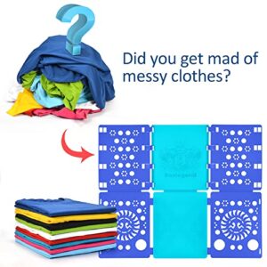 BoxLegend Version 3 Shirt Folding Board t Shirts Clothes Folder Durable Plastic Laundry folders Folding Boards Helper Tool for Adults and Children (Blue & Turquoise)