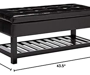 FIRST HILL FHW Ottoman Bench Storage, 43.5 by 17 by 18.1 inches (LxWxH), Black