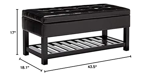 FIRST HILL FHW Ottoman Bench Storage, 43.5 by 17 by 18.1 inches (LxWxH), Black