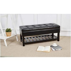 FIRST HILL FHW Ottoman Bench Storage, 43.5 by 17 by 18.1 inches (LxWxH), Black