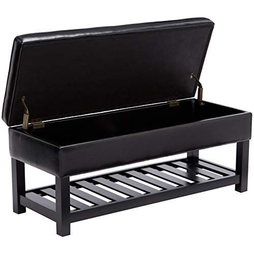 FIRST HILL FHW Ottoman Bench Storage, 43.5 by 17 by 18.1 inches (LxWxH), Black