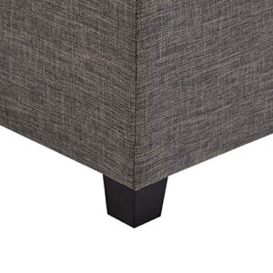 FIRST HILL FHW Storage Ottoman Bench Avalon Linen Rectangular, Large, Slate Grey