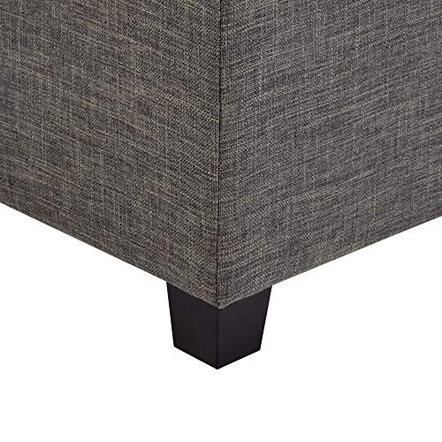 FIRST HILL FHW Storage Ottoman Bench Avalon Linen Rectangular, Large, Slate Grey