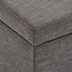 FIRST HILL FHW Storage Ottoman Bench Avalon Linen Rectangular, Large, Slate Grey